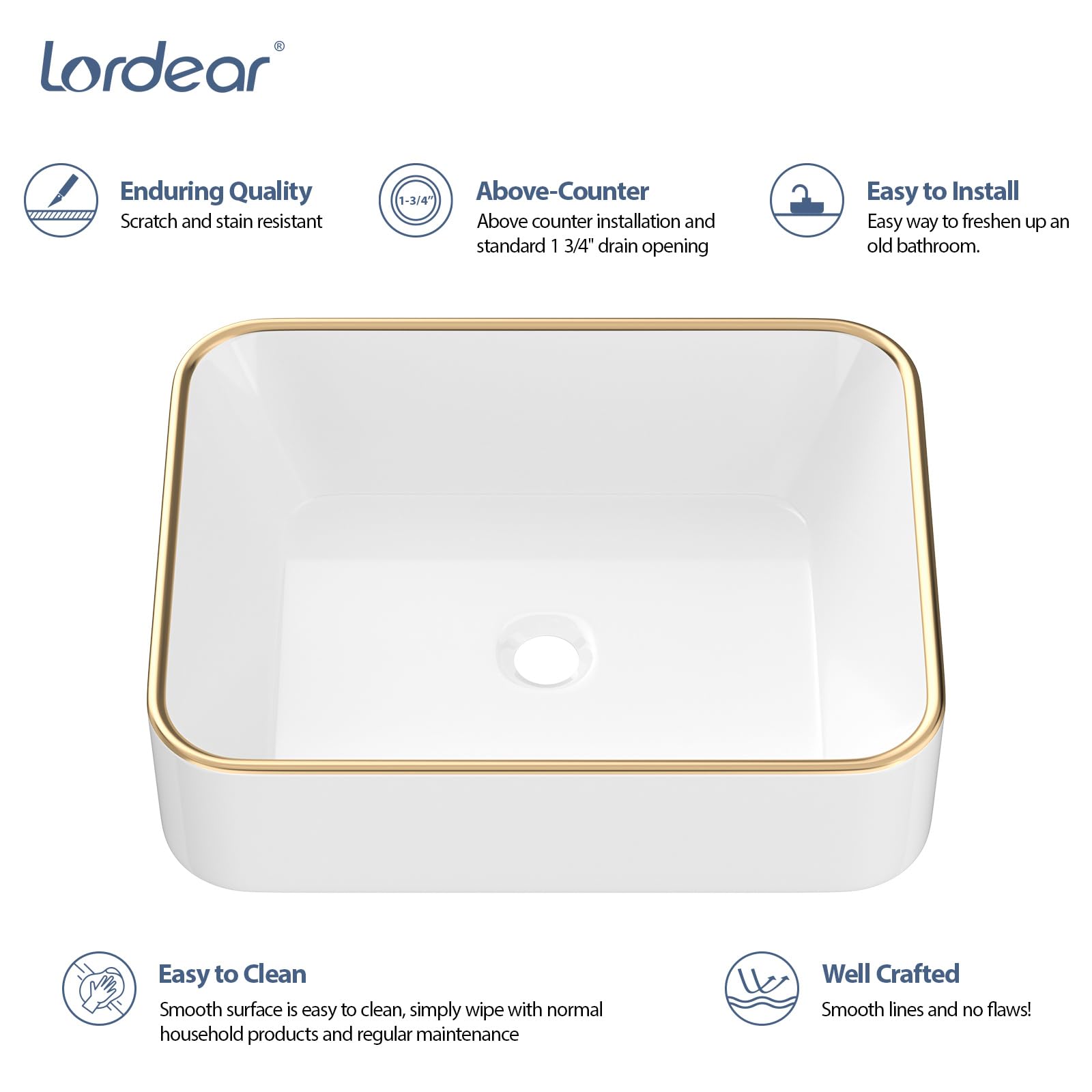 Snapklik.com : Lordear Vessel Sink Rectangle 19 Inch Bathroom Sink ...