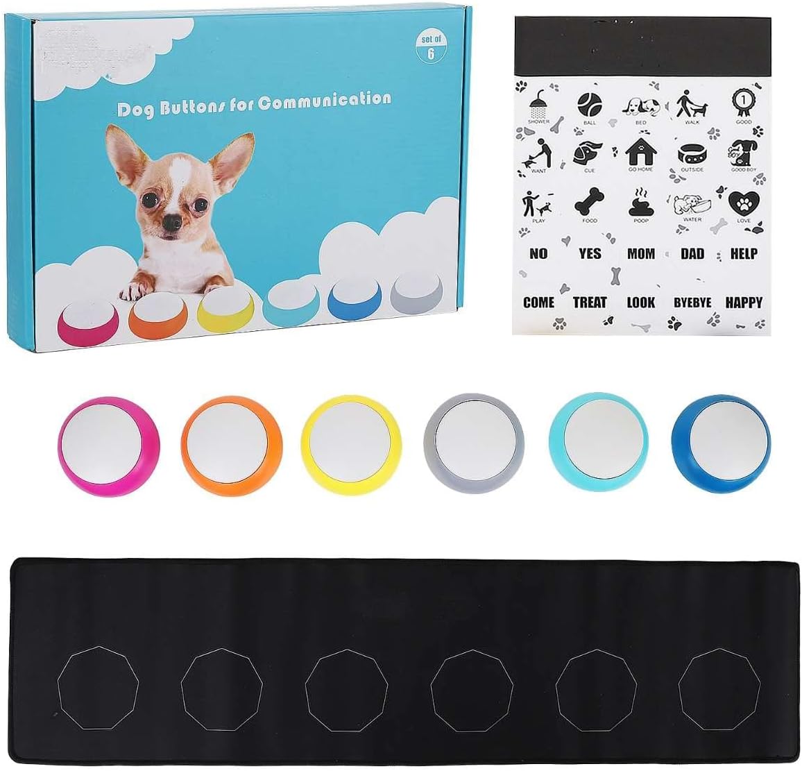 ZWMBYN Set of 6 Recordable Dog Buttons for Communication, Dog Talking ...