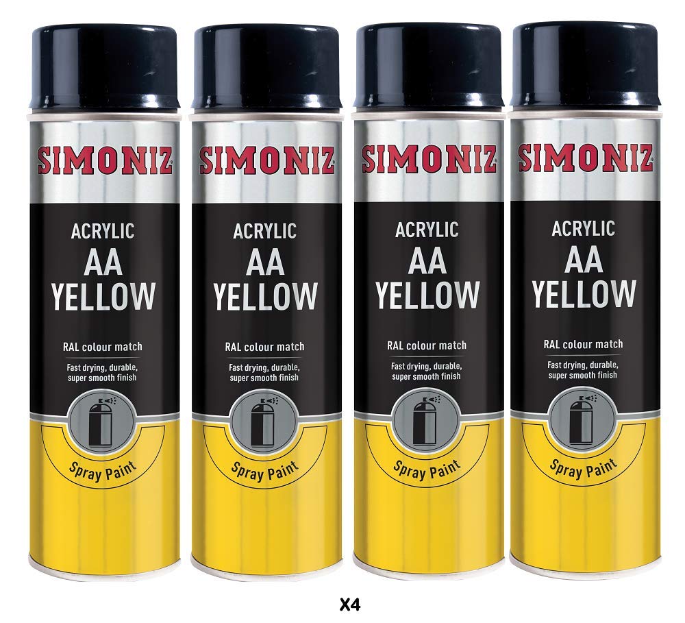 Simoniz AA Van Yellow Spray Paint 4x 500ml : Amazon.co.uk: Automotive