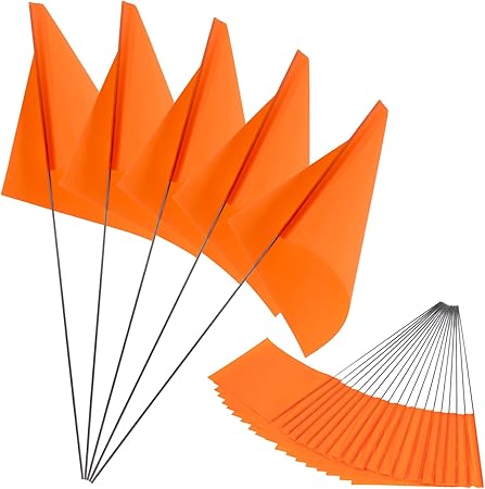 Amazon.com: 20 Pack Marking Flags- 13x4x5 Inch Fluorescent Orange Yard ...