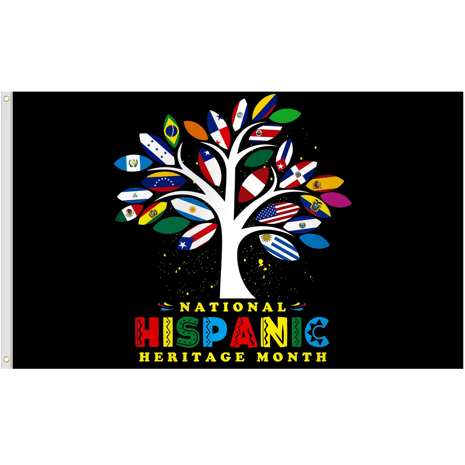 Amazon.com : Arosche National Hispanic Heritage Month Flag 3x5 Ft ...