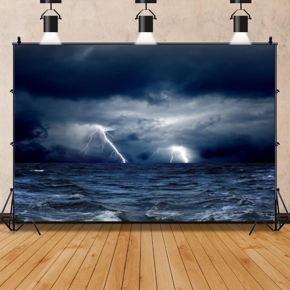 Amazon.com : AOFOTO 10x7ft Ocean Dazzling Lightning Pirate Ship ...