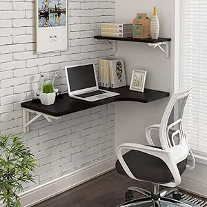 L-shaped Wall-Mounted Folding Table - Multi-Function Solid Wood Laptop ...