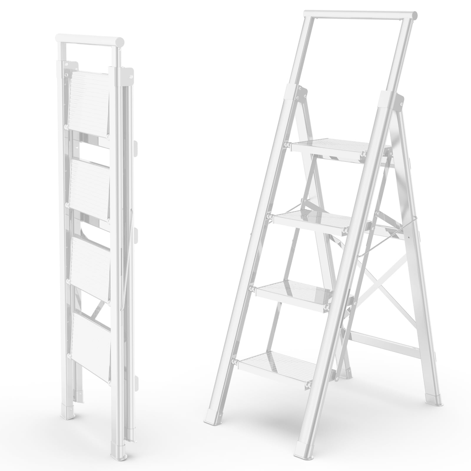 HBTower Step Ladder 4 Step Ladder Folding Aluminum Step Ladder with ...