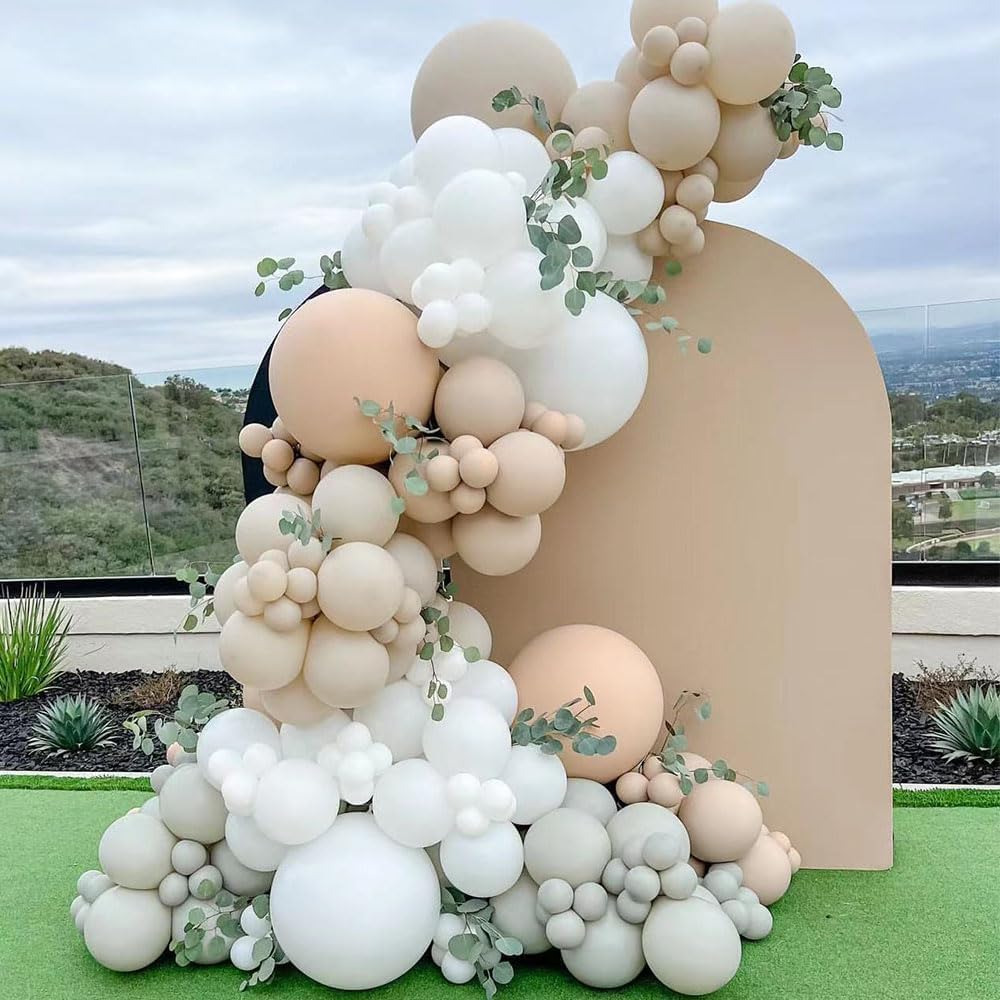Amazon.com: Boho Neutral White Sand Balloon Arch Kit 150PCS Sand White Gray Latex Balloons for ...