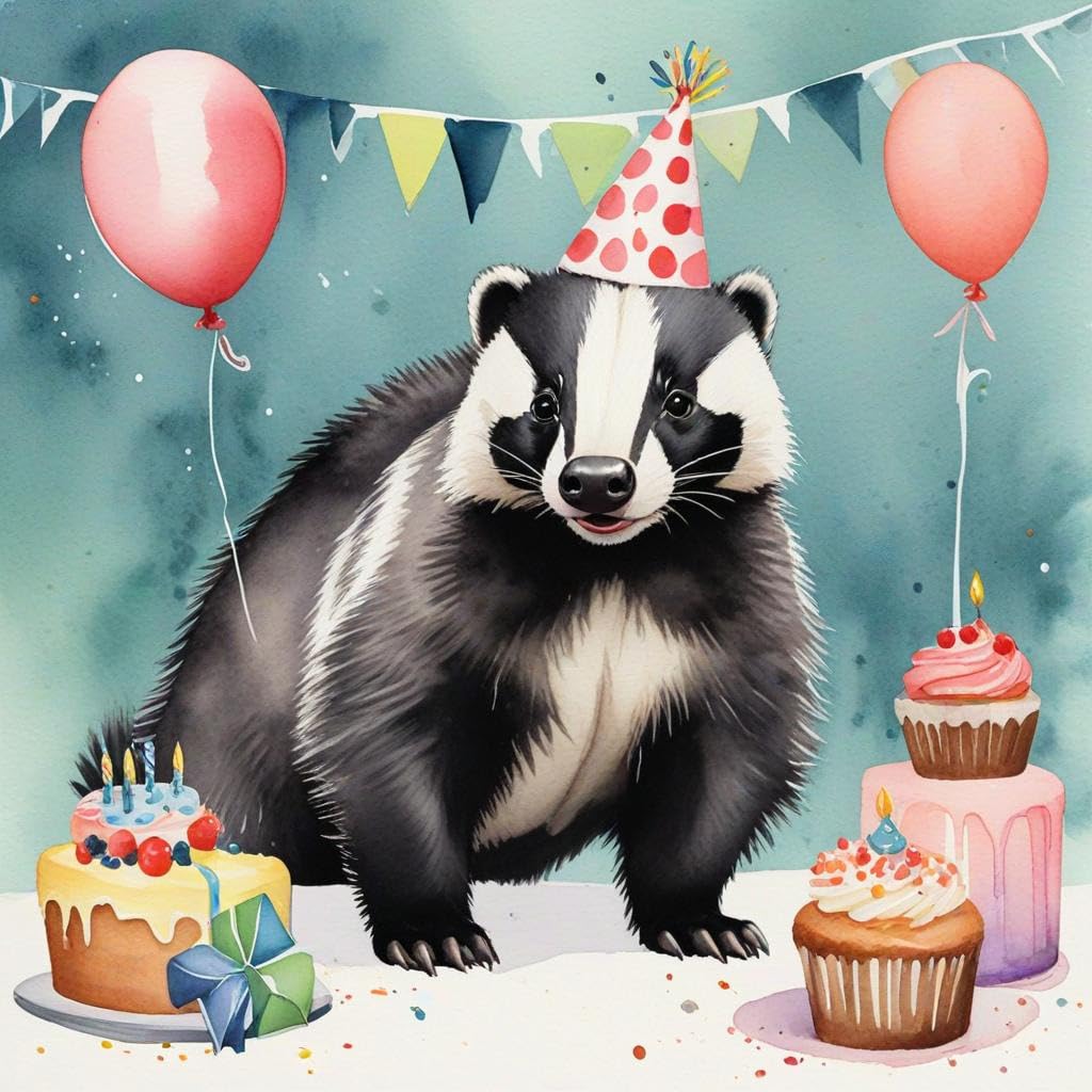 Badger Birthday Card - Happy birthday Badger card : Amazon.co.uk ...
