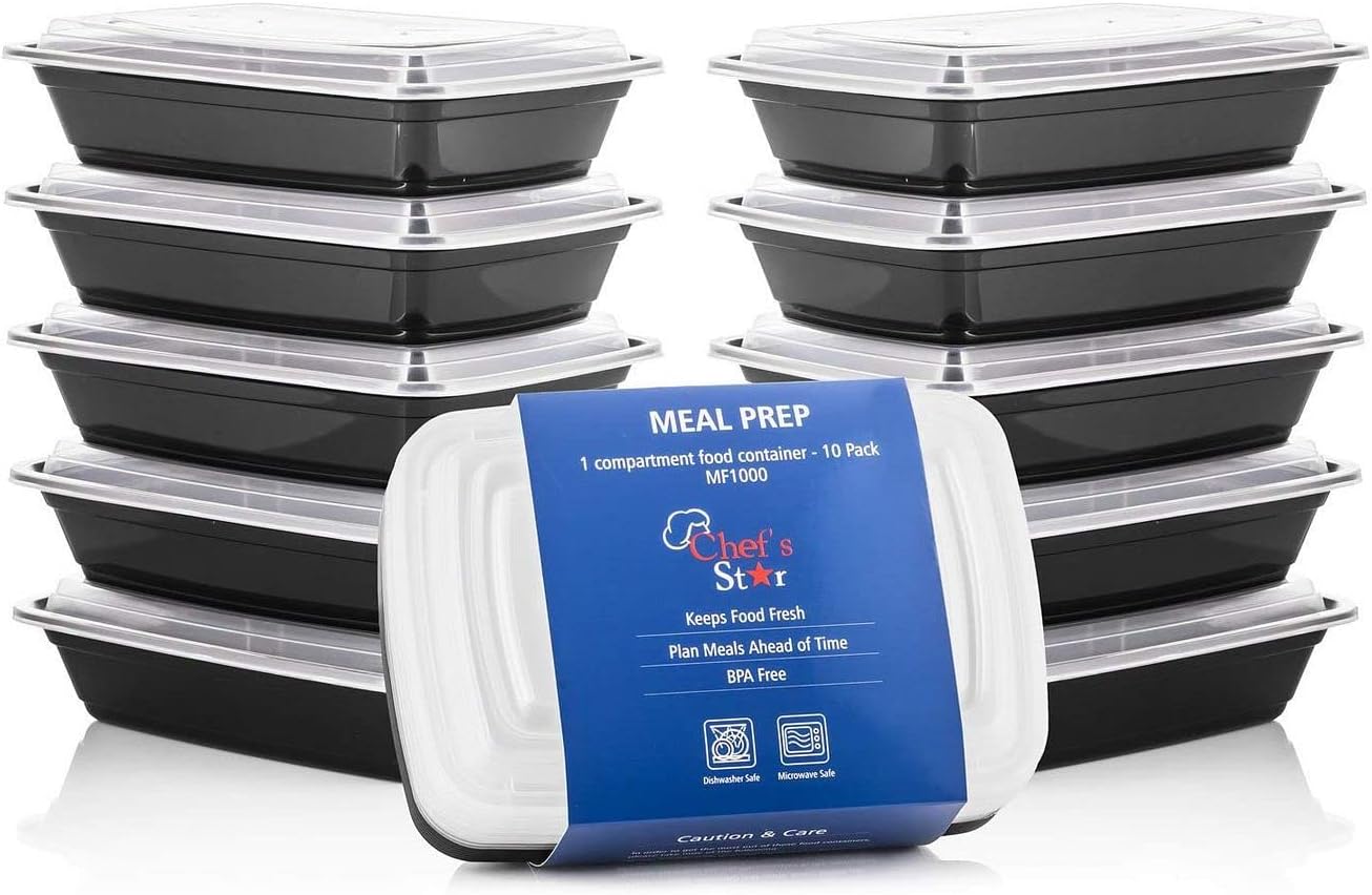 Amazon.com: Chef's Star 1 Compartment Reusable Food Storage Containers ...