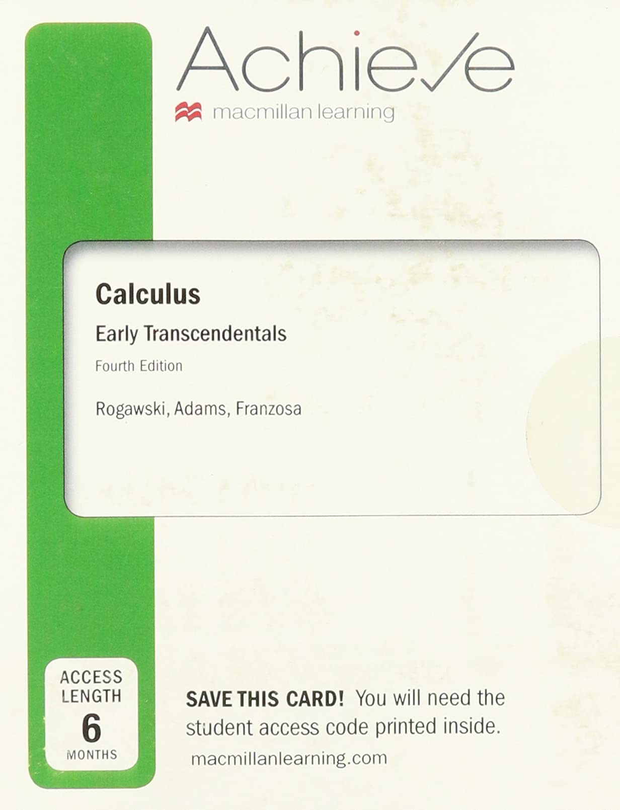 Amazon.com: Achieve for Calculus: Early Transcendentals (1-Term Access ...