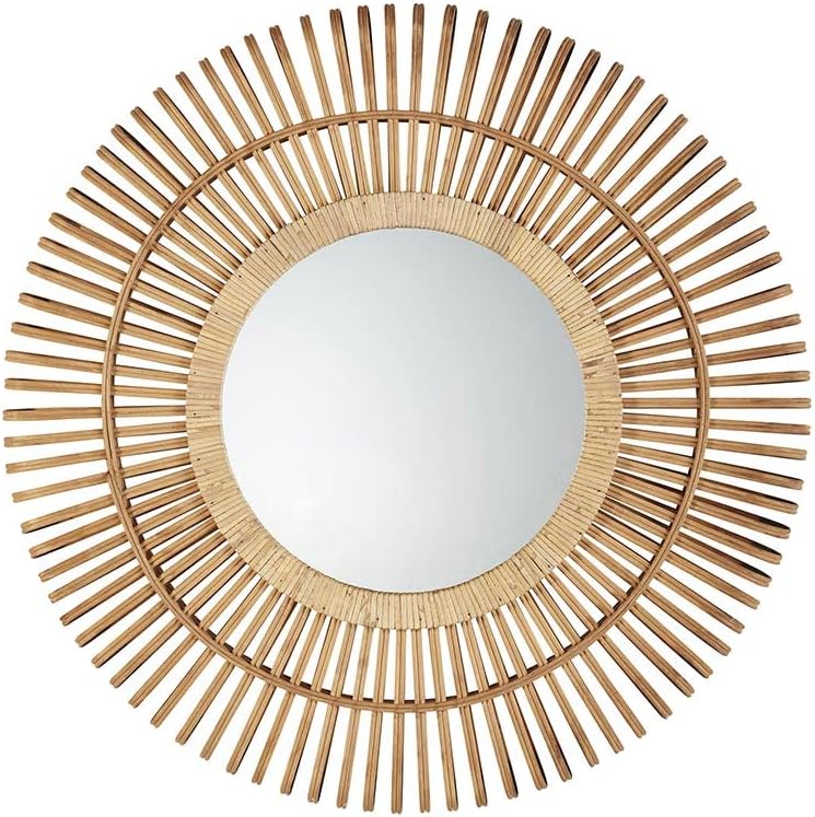 Amazon.com: 47th & Main Boho Mirror Round Woven Rattan Hanging Mirror ...