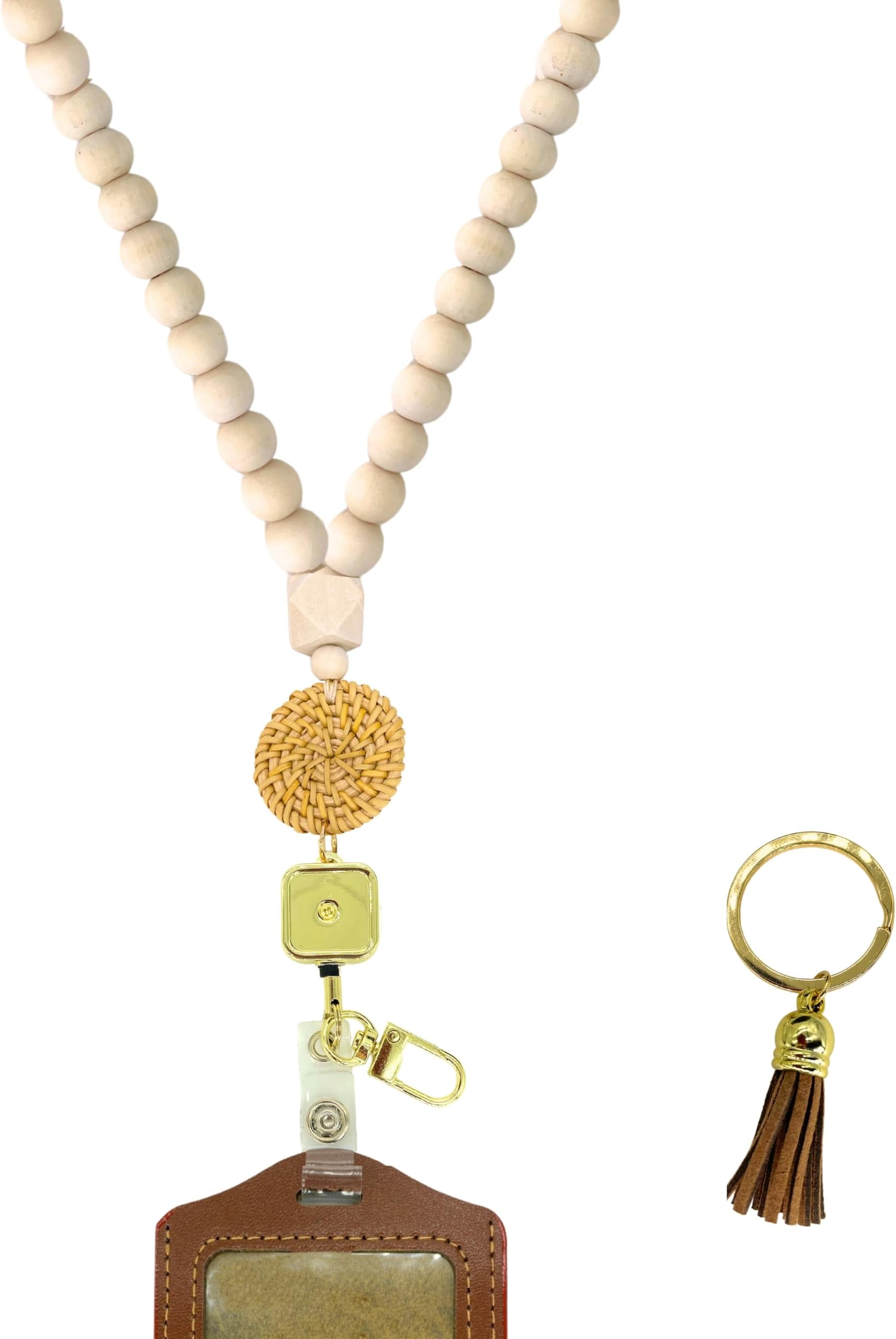 Amazon.com: UZRYLZY Designer Gold Reel Retractable Beaded Lanyard for ...