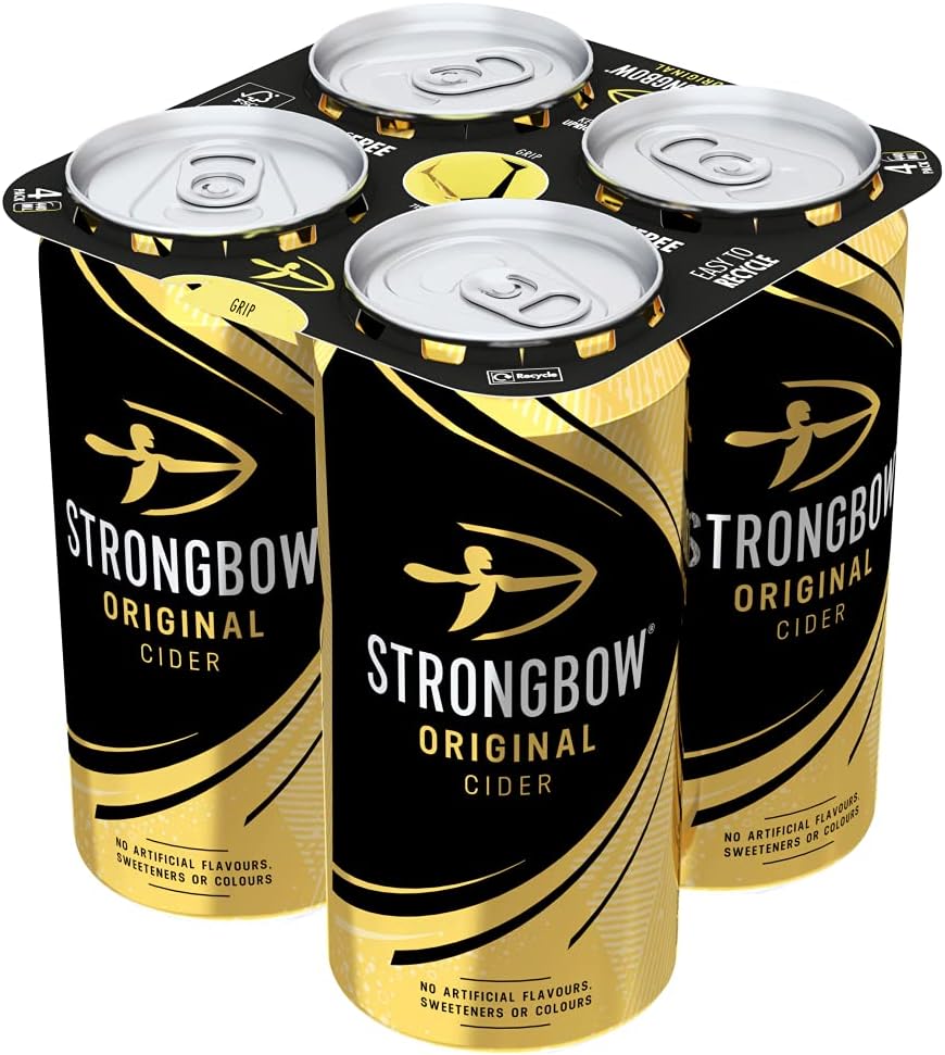 Strongbow Original Cider Cans, 4.5% ABV 4 x 440ml Multipack, Refreshing ...