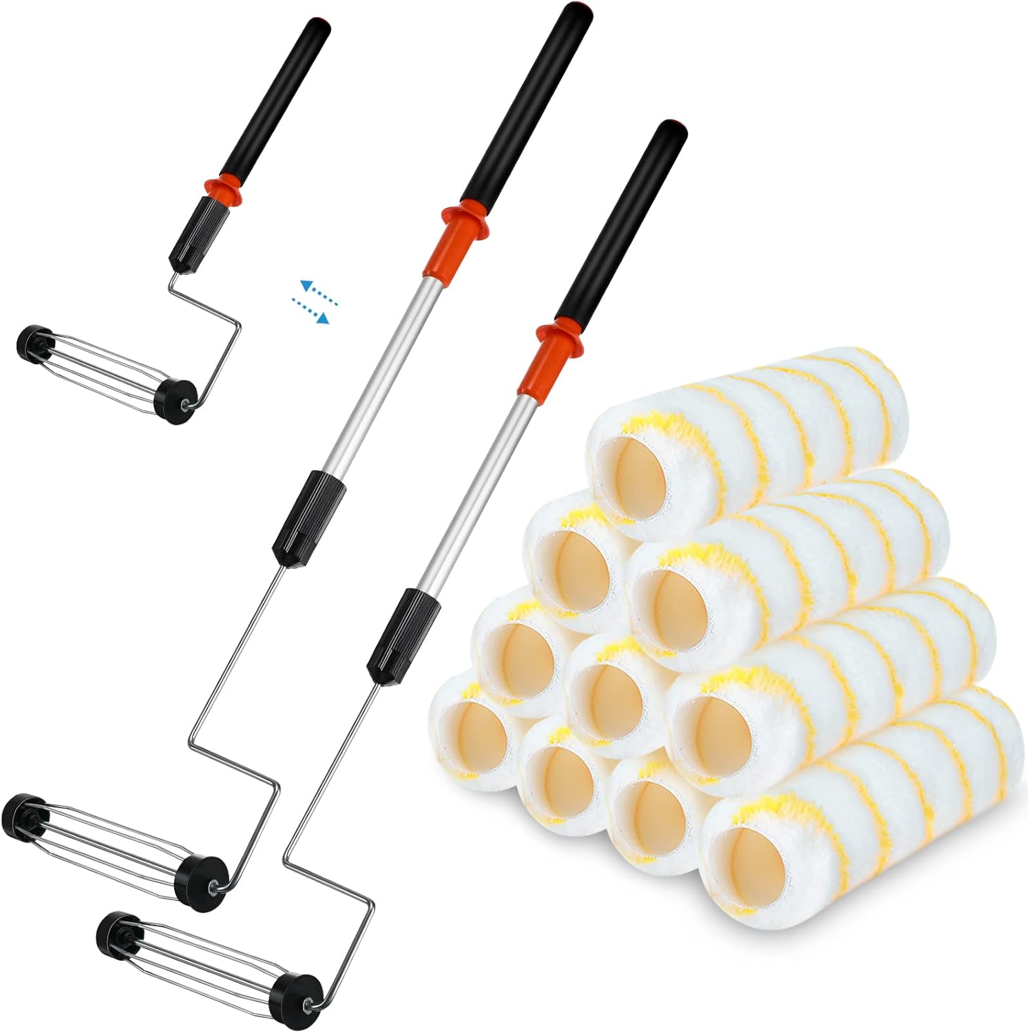 Rtteri Paint Roller Kit 2 Pcs Extendable Frame 9 Inch with 10 Pcs ...