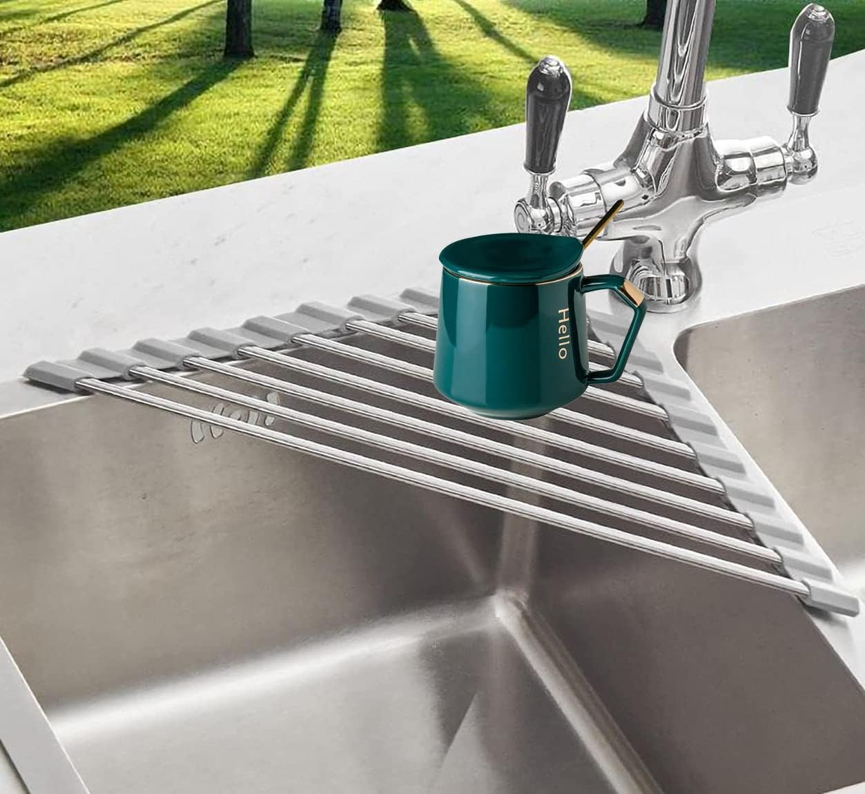 Amazon.com - Triangle Roll Up Dish Drying Rack for Over the Sink - Sink ...