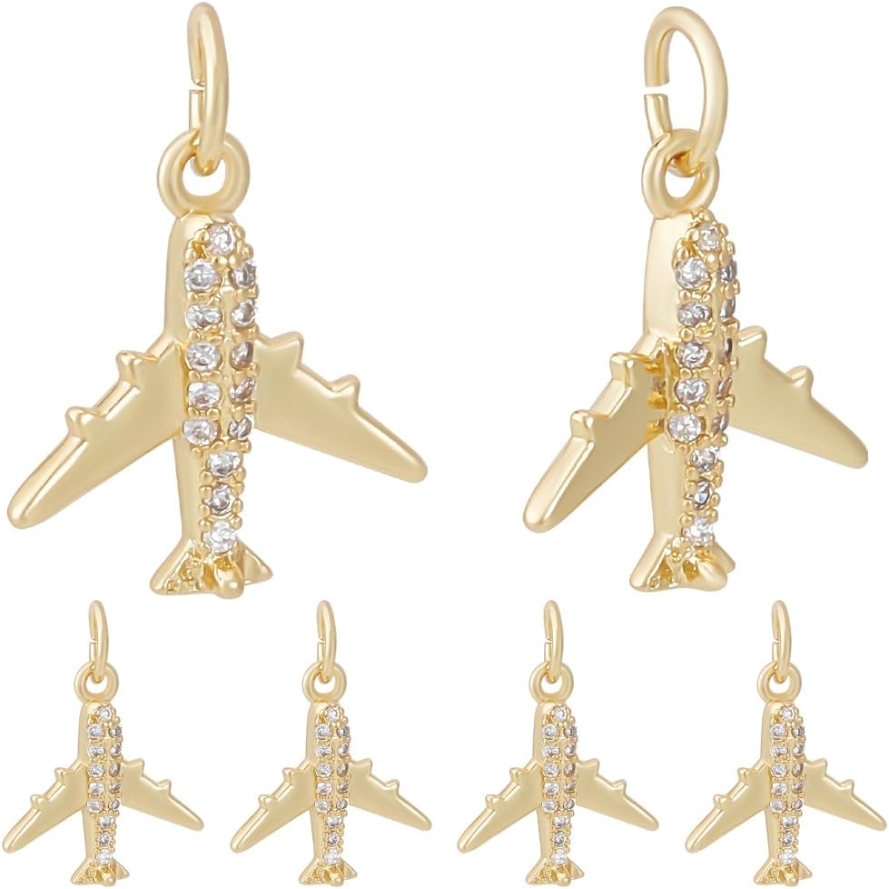 Amazon.com: Beebeecraft 1 Box 10pcs Airplane Charms 18K Gold Plated ...