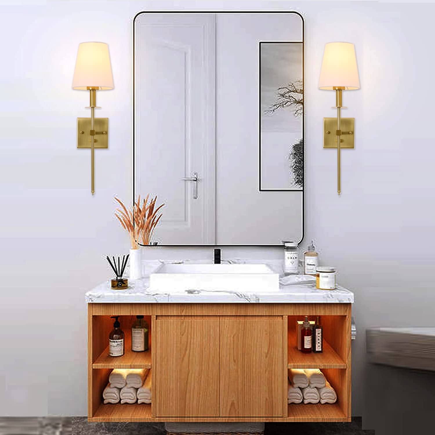 Dimmable LED Wall Lamps Set Of 2 Rechargeable Wall Sconces With Remote ...