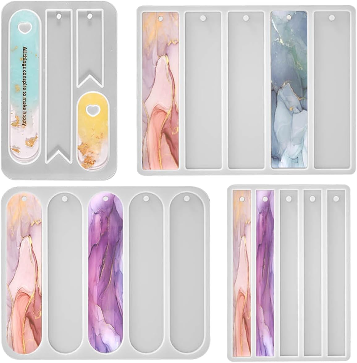 Amazon.com: Uoeo 20 Pack Rectangle Silicone Bookmark Mold - DIY Epoxy ...