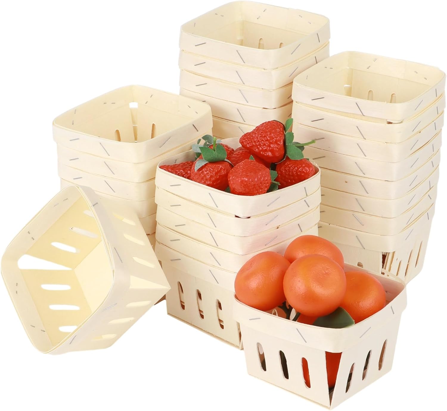 Amazon.com: Tideme 30 Pcs Mini Wooden Baskets 4 x 4 x 2.6 Inch Square ...