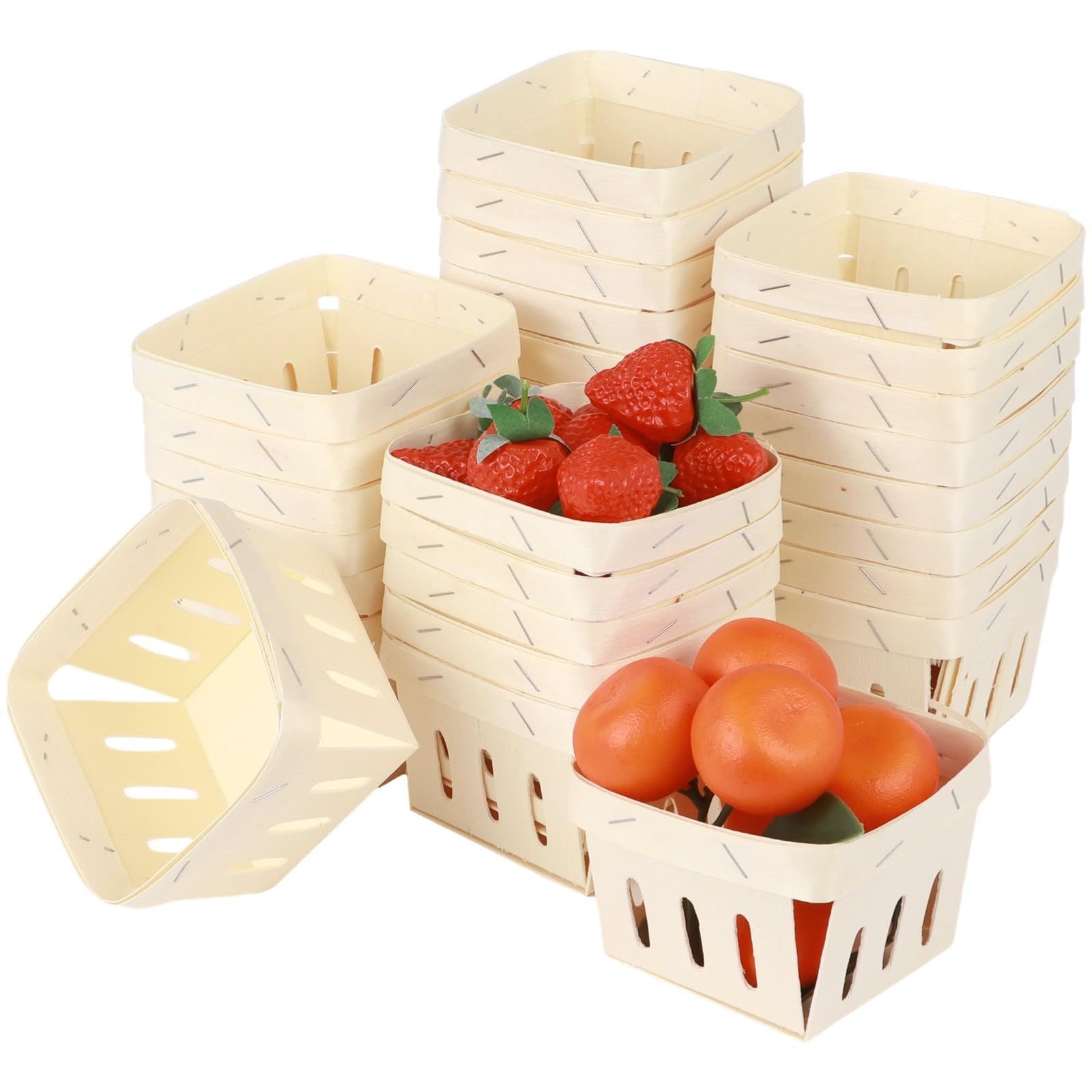 Amazon.com: Tideme 30 Pcs Small Wooden Berry Basket, 4 x 4 x 2.6 Inch ...