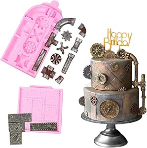 Amazon.com: Vintage Embossed Fondant Molds,2Pcs Steampunk Silicone ...