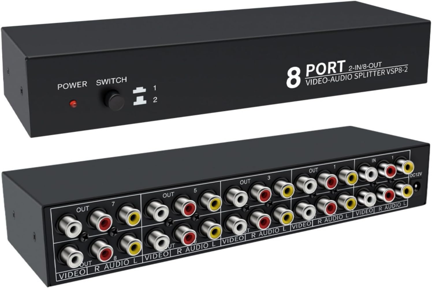 Amazon.com: Suckoo 3RCA AV Audio Video Switcher Splitter 2 in 8 Out 2 ...