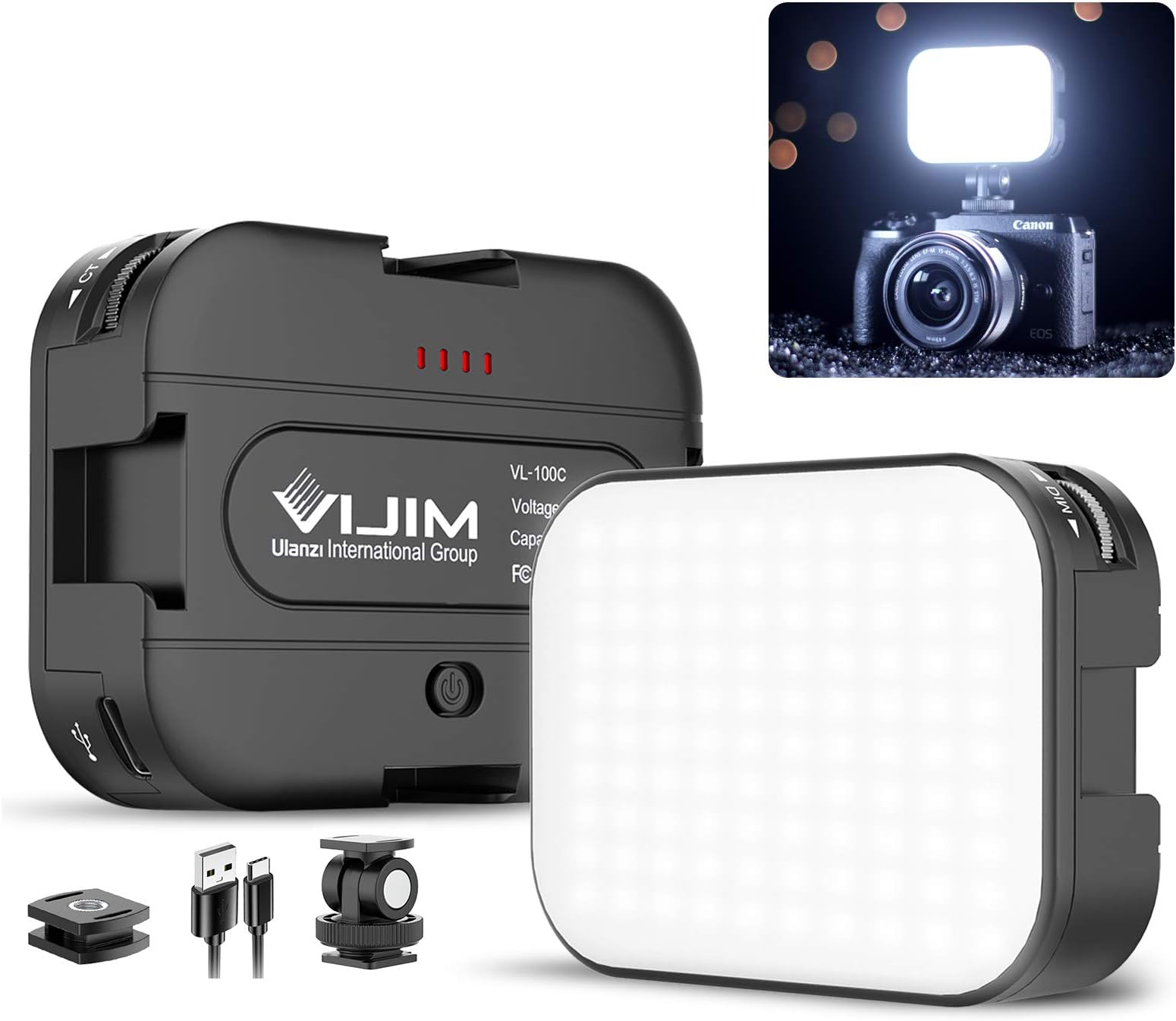 Amazon.com : 2 Pack VIJIM VL100C Bi-Color LED Video Light on Camera ...