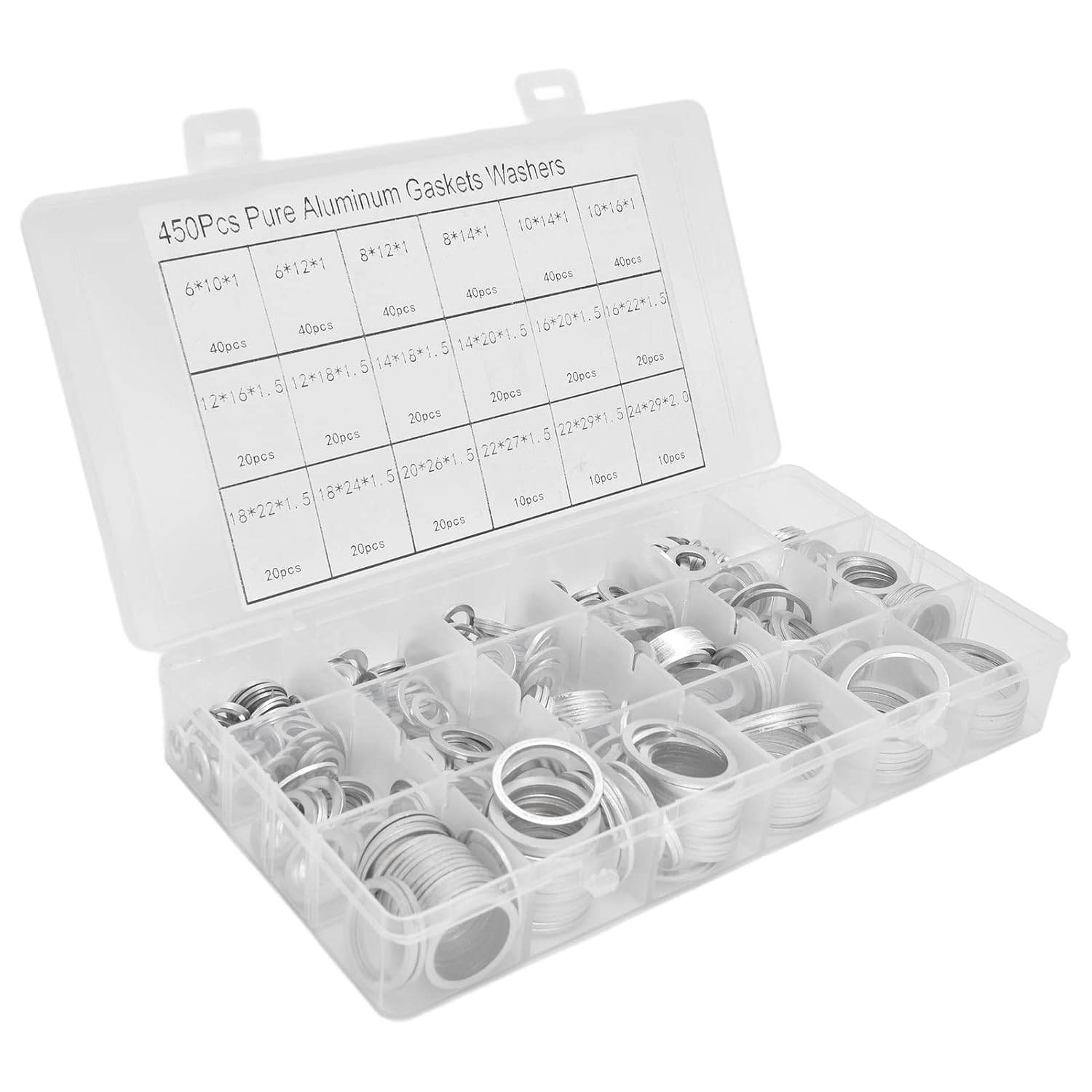 Aluminum Washers, Oil 18 Sizes Replacement Plain Washer Kit 450Pcs with ...