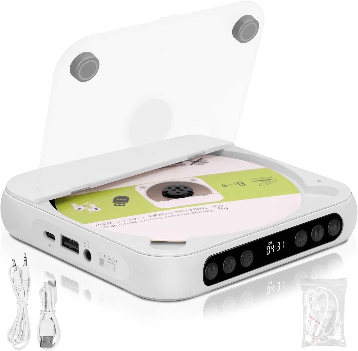 135 x 135 x 25 mm, 2000mAh, Mini CD Player Portatil, Toca CD Portatil ...