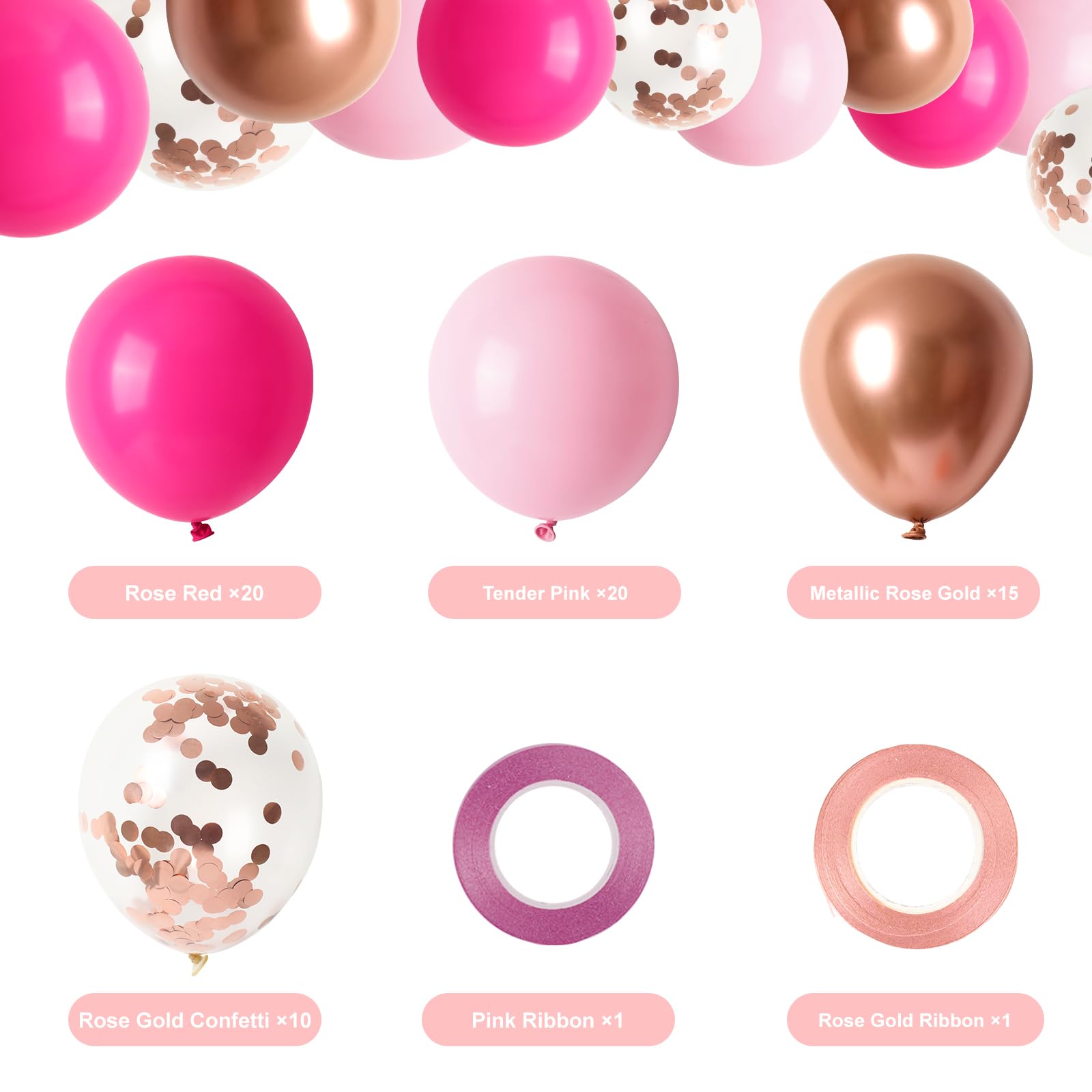 Snapklik.com : RUBFAC 65 Pcs 12 Inches Pink Balloon Arch Garland Kit ...