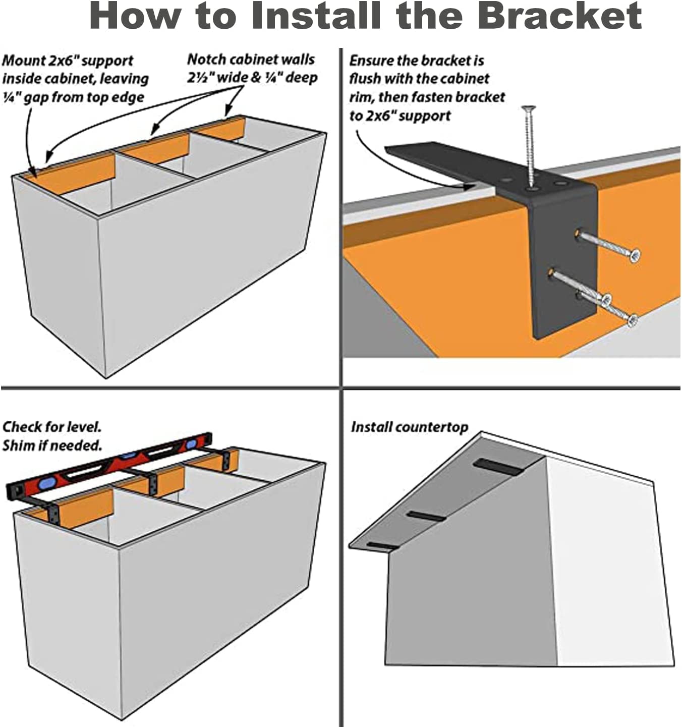 Snapklik.com : Countertop Support Bracket 14 Inch 2 Pack 3/8" Thick ...