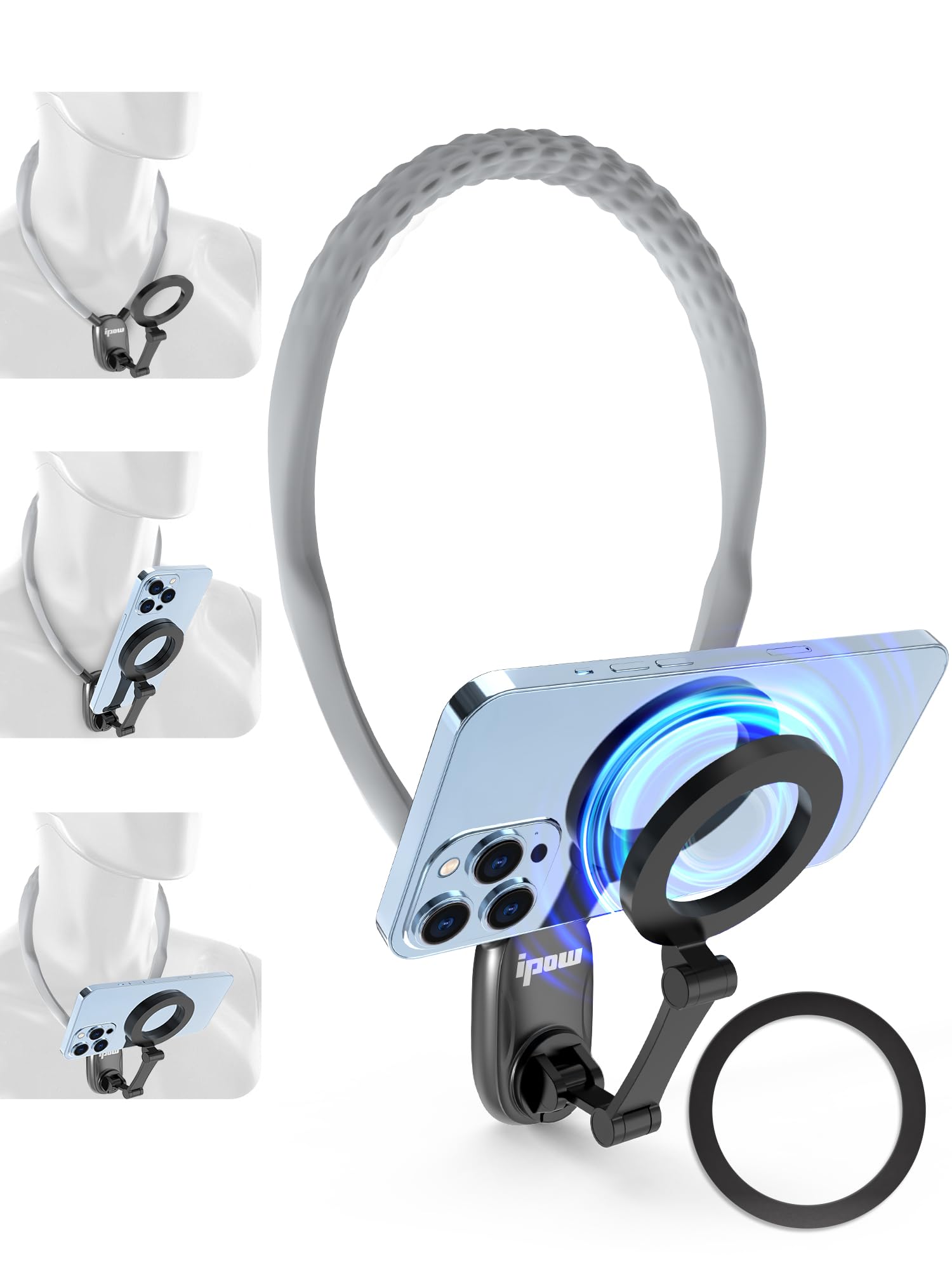 Snapklik.com : IPOW Magnetic Neck Mount For Phones, Neck Cell Phone ...