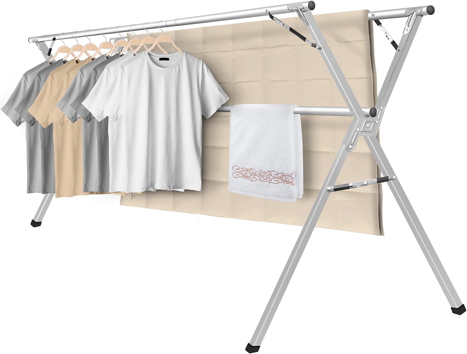 Amazon.com: JAUREE 95 Inches Clothes Drying Rack Clothing Folding ...