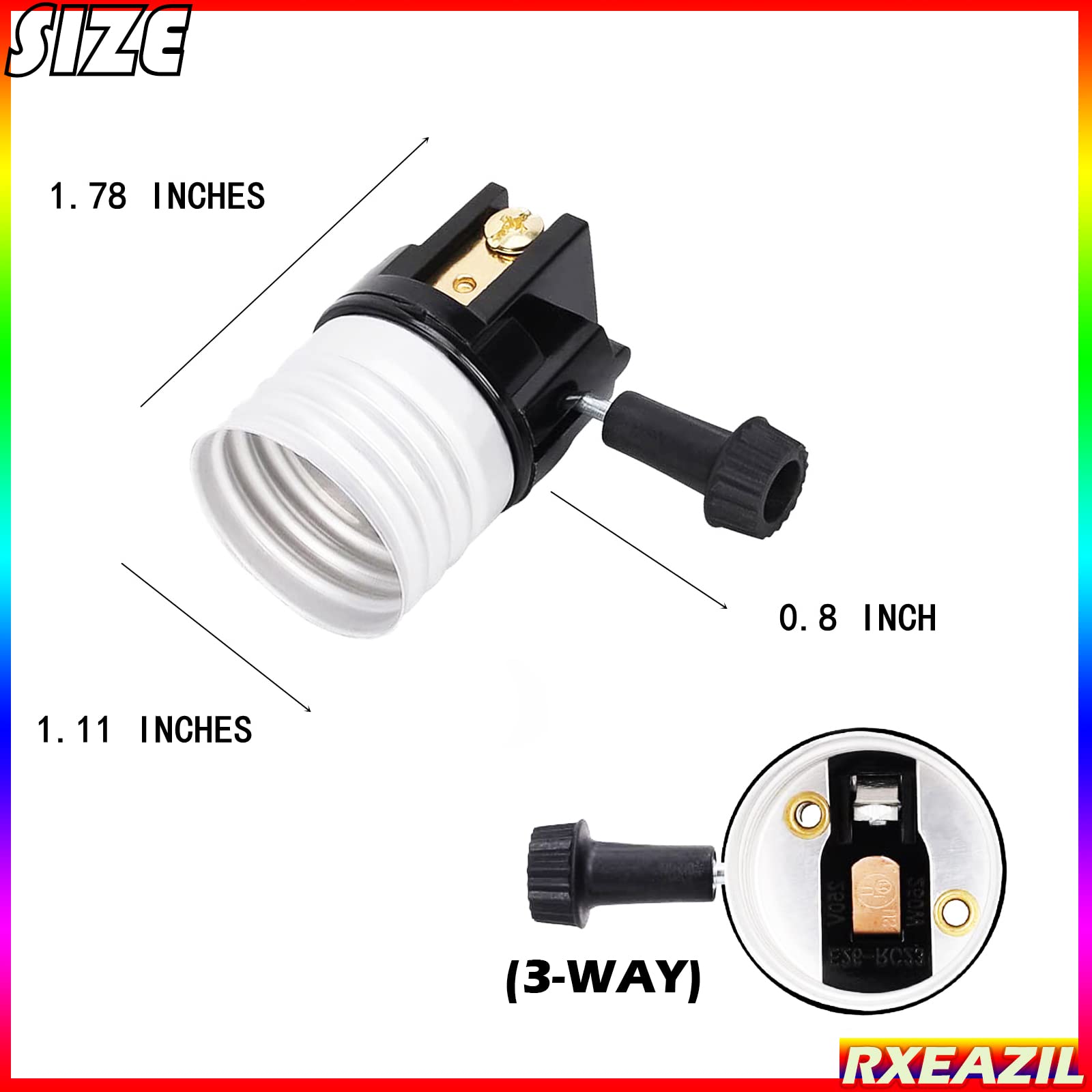 3 Way Lamp Socket Holder 2 Circuit 3 Terminal Turn Knob Lamp Socket