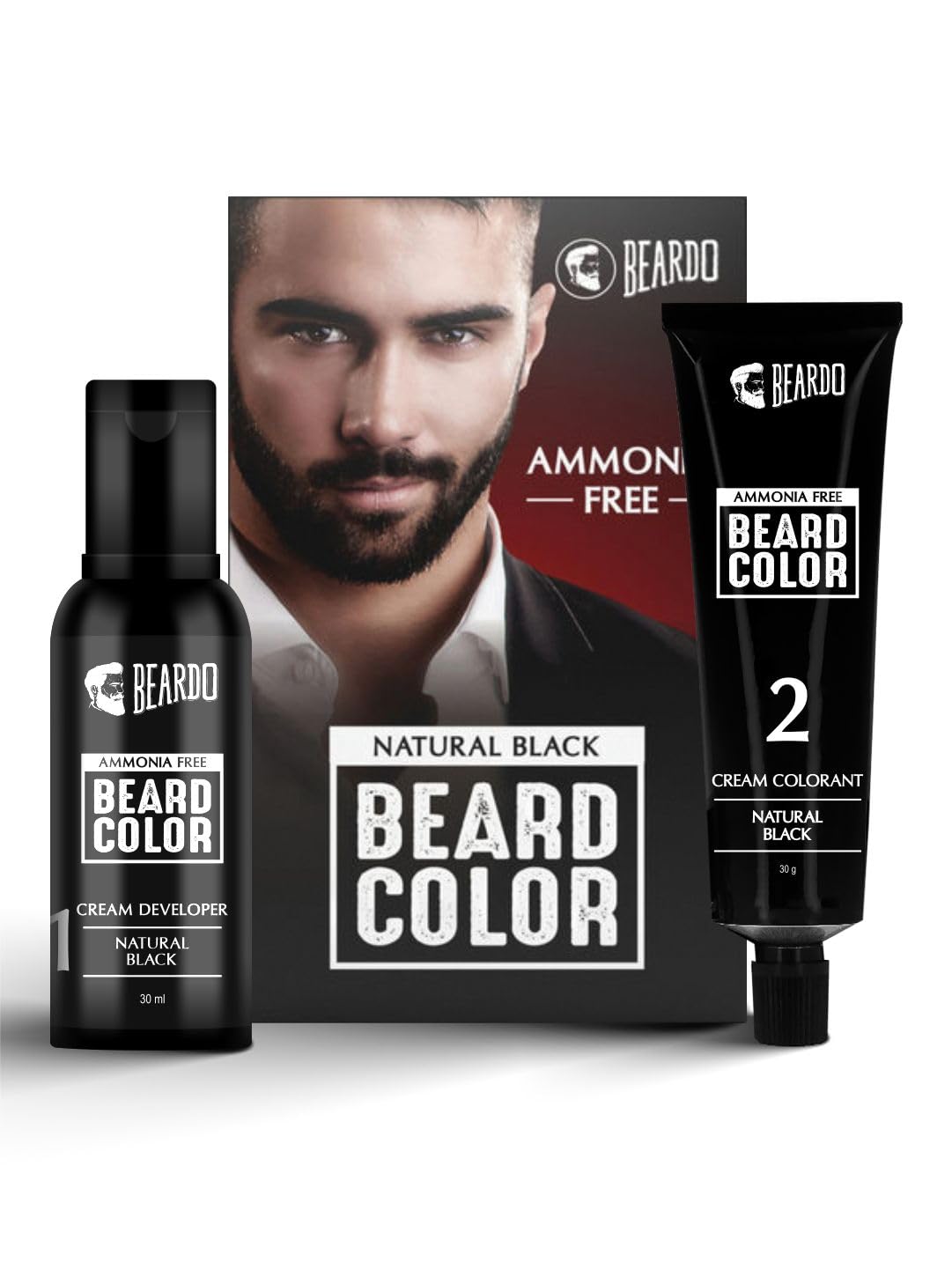 Beardo Beard Color For Men - Natural Black, 60ml | Long Lasting | No ...