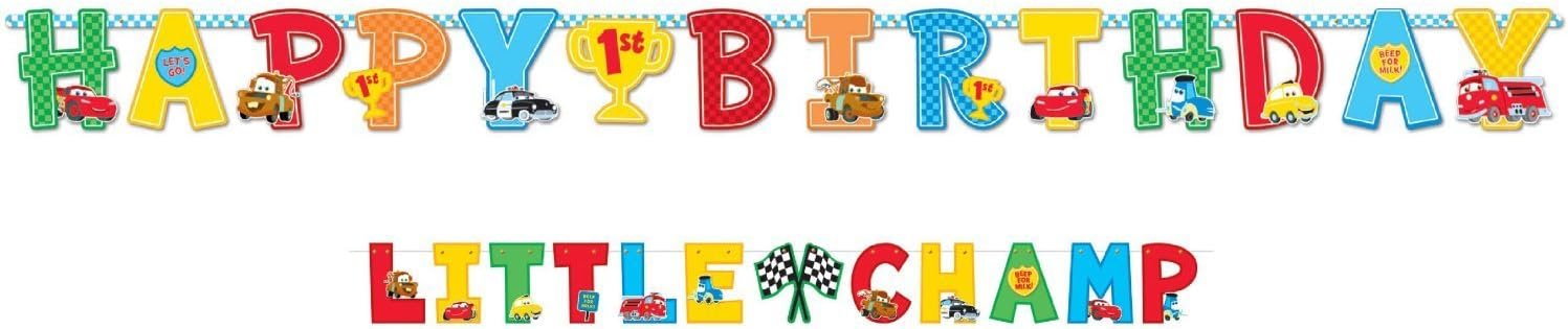 Amazon.com: Disney Cars Happy 1st Birthday Jumbo Banner Party Supplies ...