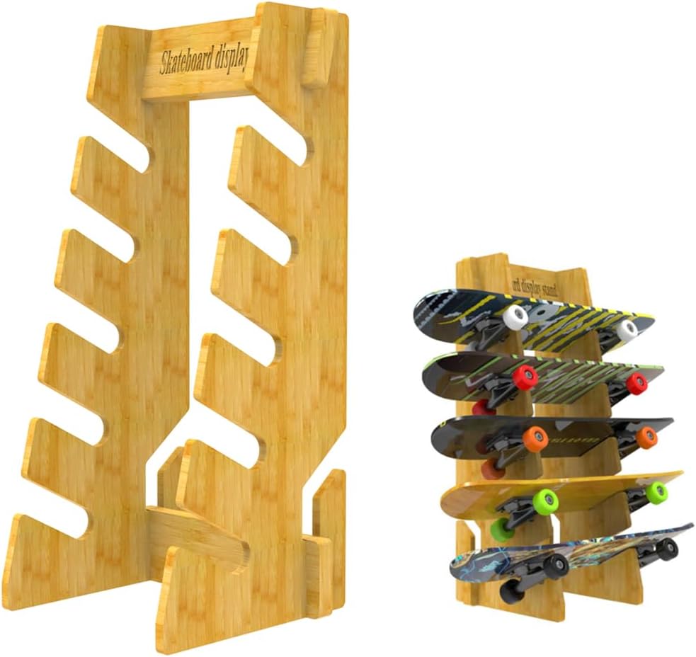 yeshine Skateboard Rack 5 Layers Floor Longboard Display Stand Wooden ...