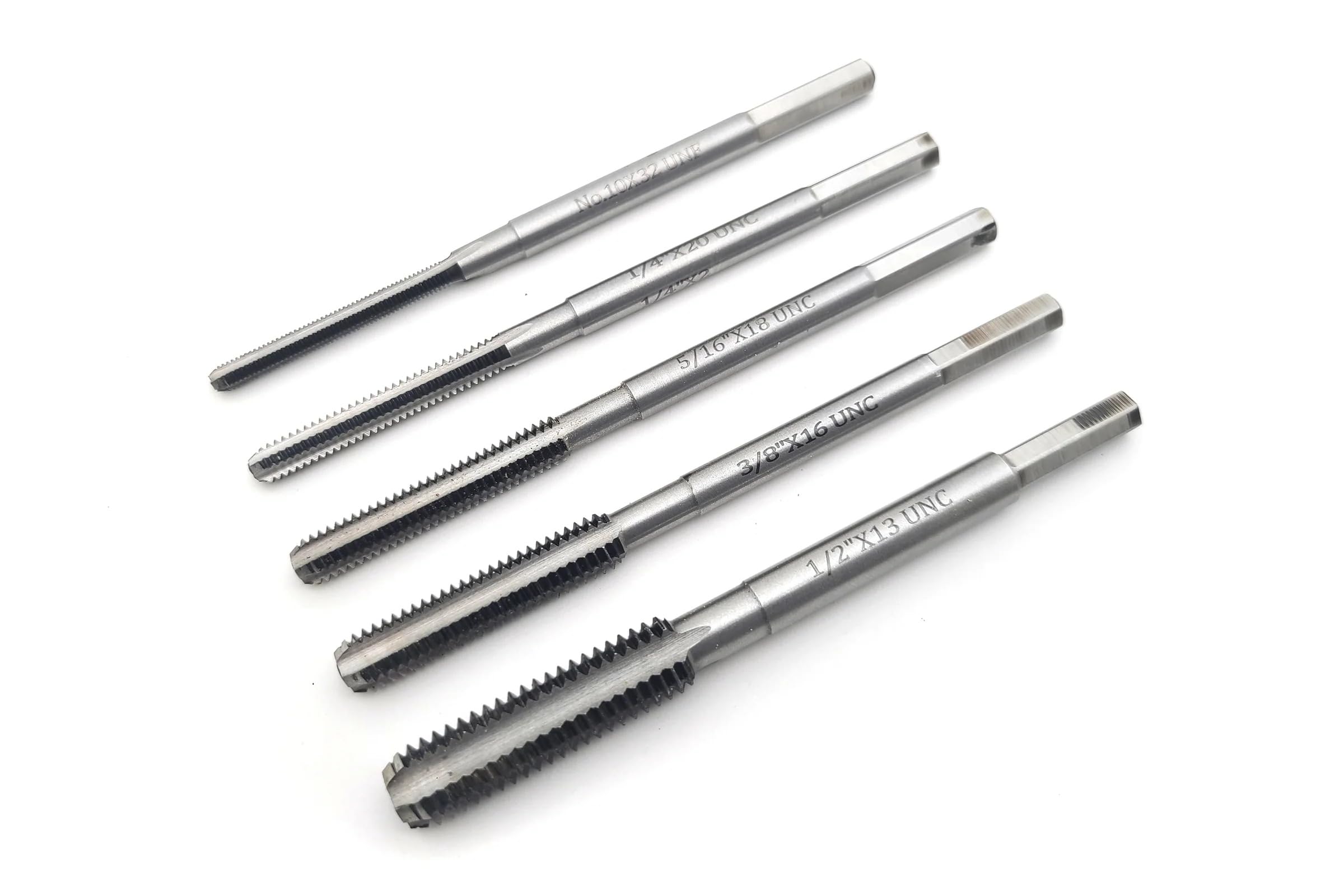5 Piece Woodworking Taps Set, 10-32, ¼-20, 5/16-18, 3/8-16 and ½-13, 5 ...