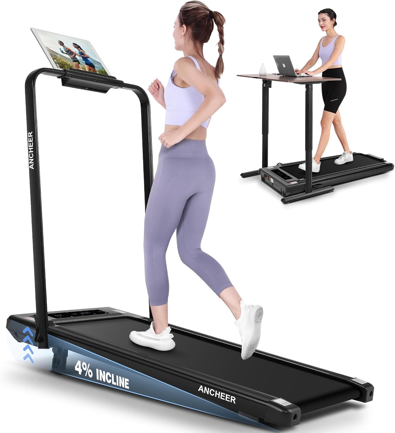 Amazon.com : ANCHEER 4-in-1 Folding Treadmill, Tilt Treadmill ...