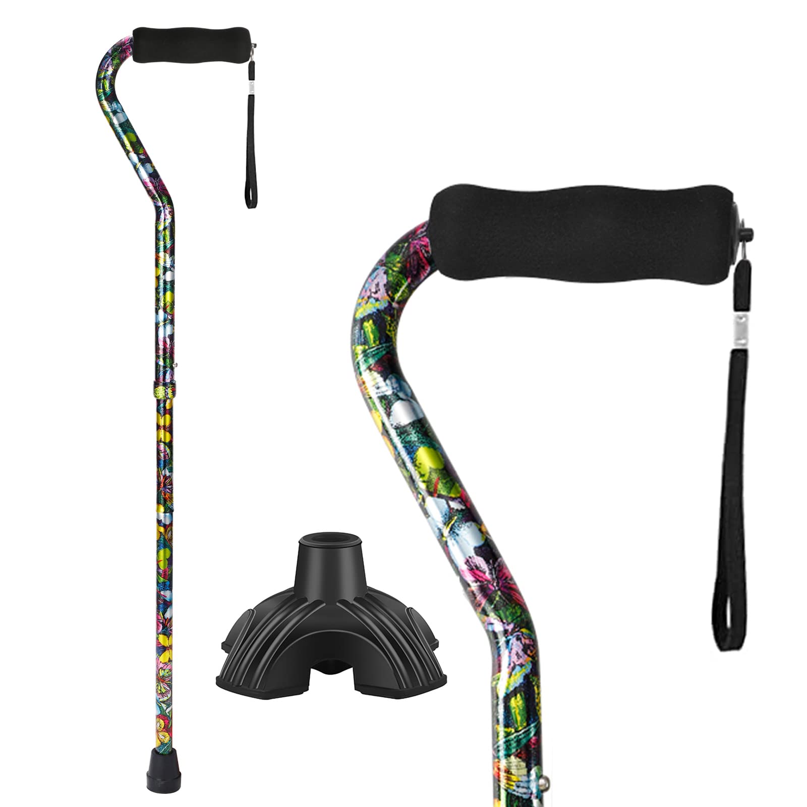 Snapklik.com : Folding Walking Cane For Seniors, 2 Replaceable Base ...