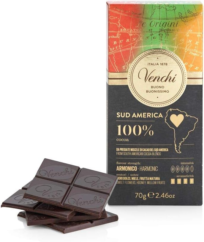 Amazon.com : Venchi 2.46oz (2 x 1.23oz) 100% South America dark chocolate bar : Grocery ...
