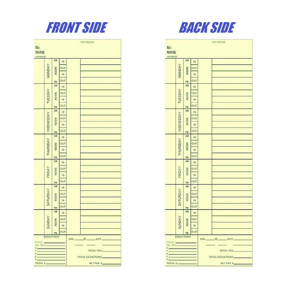 Buy 1000 ct. Weekly or Bi-Weekly Time Cards for Employees, Mon-Sun ...
