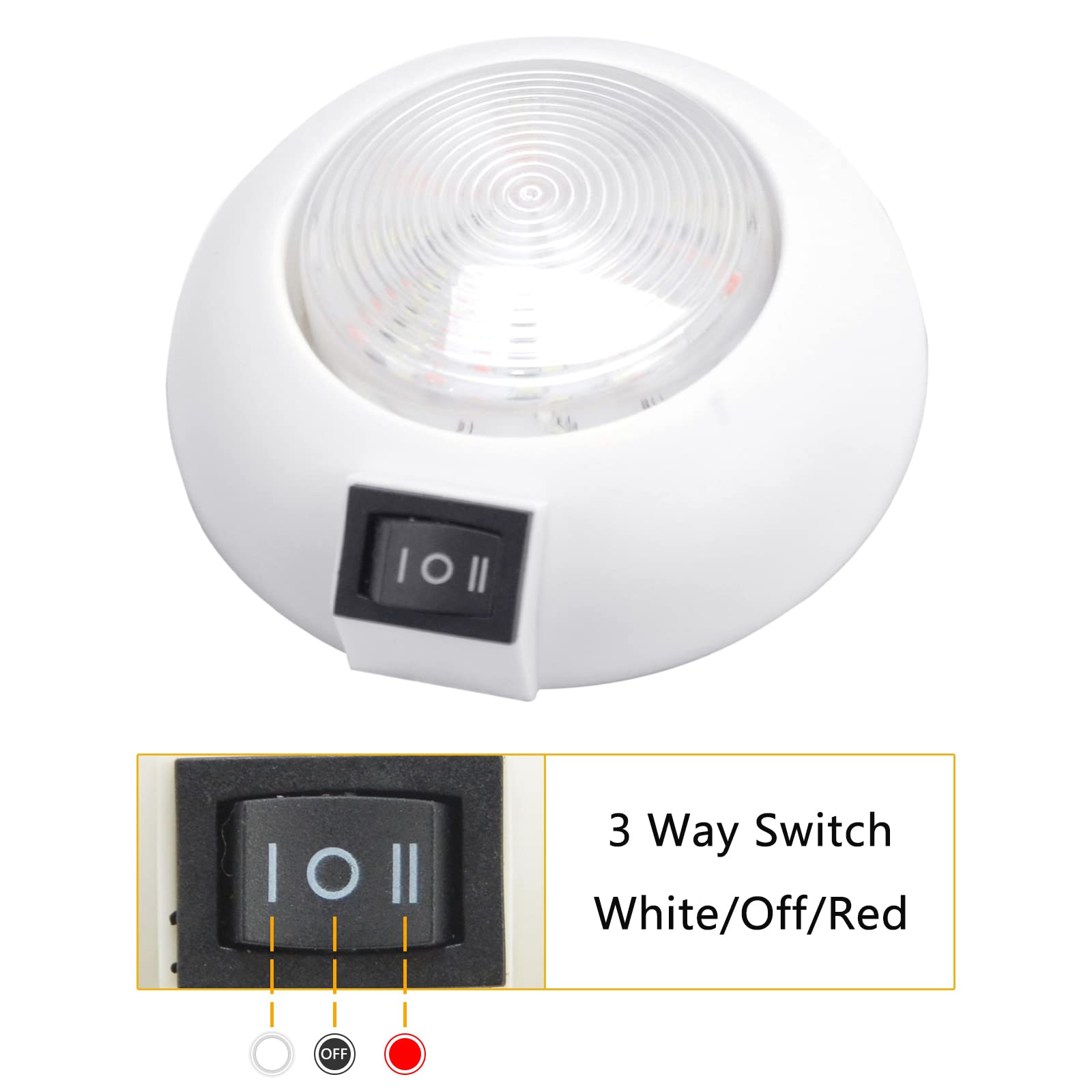 Snapklik.com : 4 Inch Round White+Red LED Utility Dome Interior Light ...