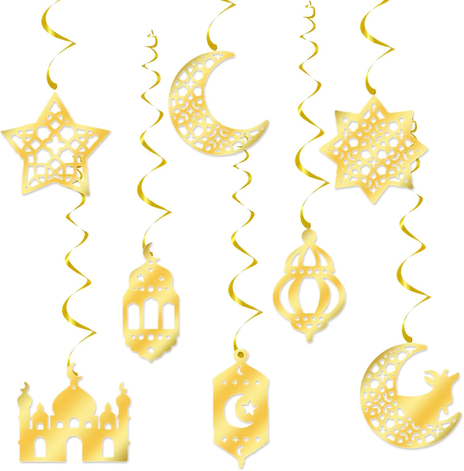 8 Pcs Eid Hanging Swirl Decorations, Ramadan Mubarak Ceiling ...