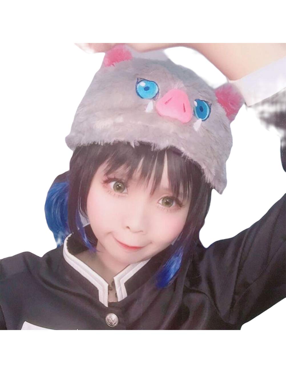 Amazon.com: 1791's lady Inosuke Hashibira Cosplay Costume Hat Cape ...