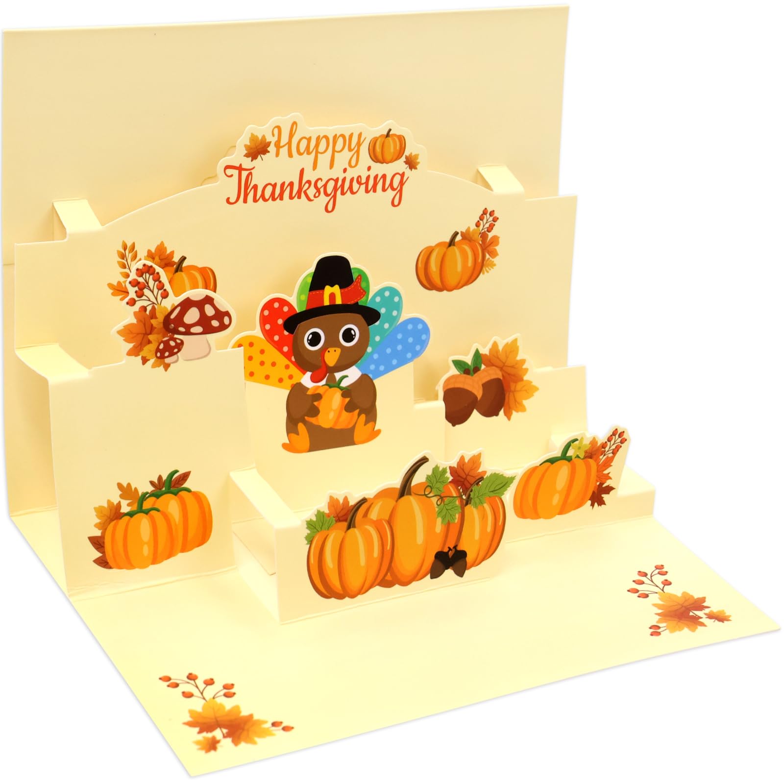 Amazon.com : ceiba tree Thanksgiving Turkey Pop Up Card 4 Pack Happy ...