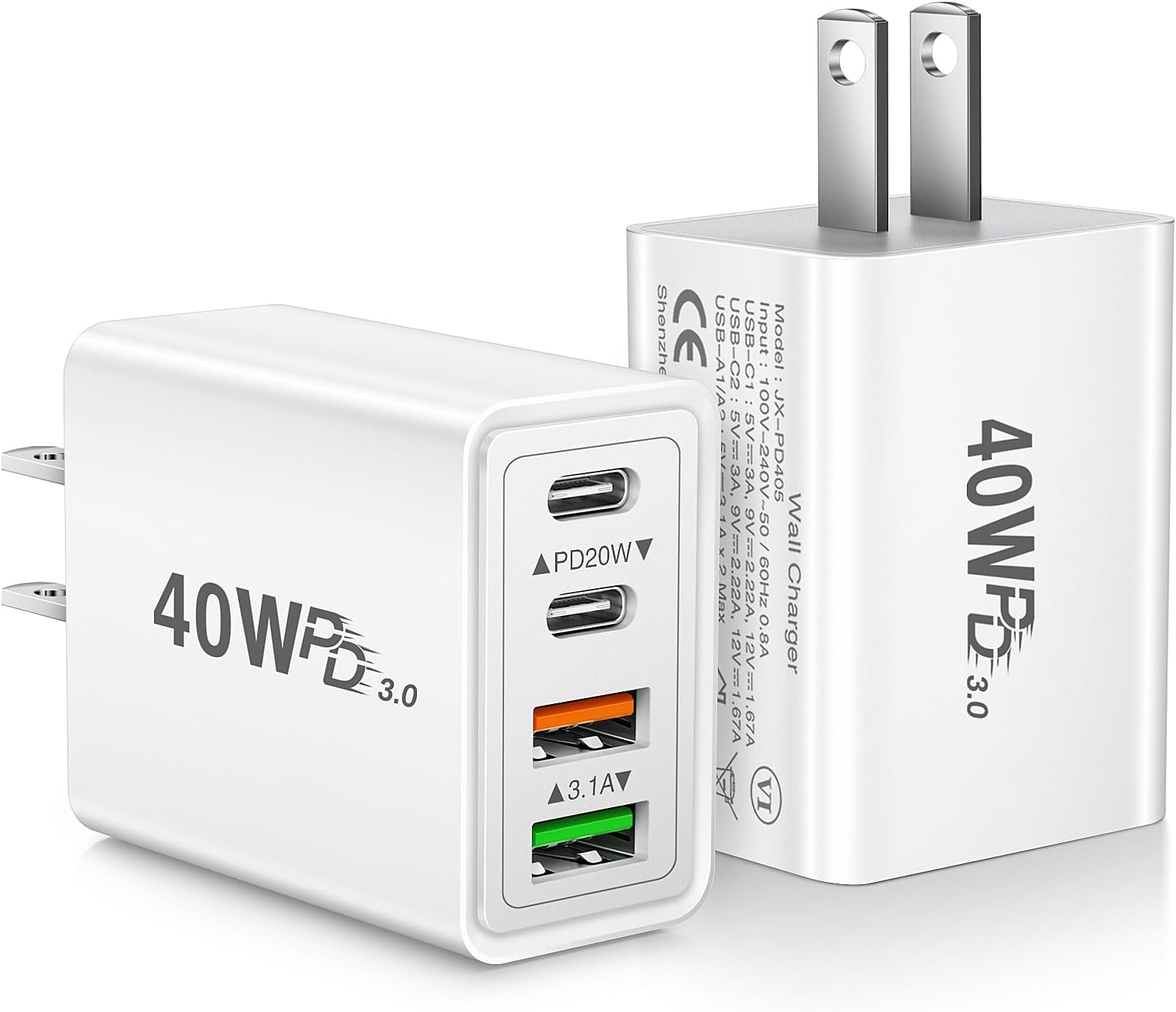 Amazon.com: XUDUO USB C Wall Charger, 40W 4-Port USB C Charger Block ...