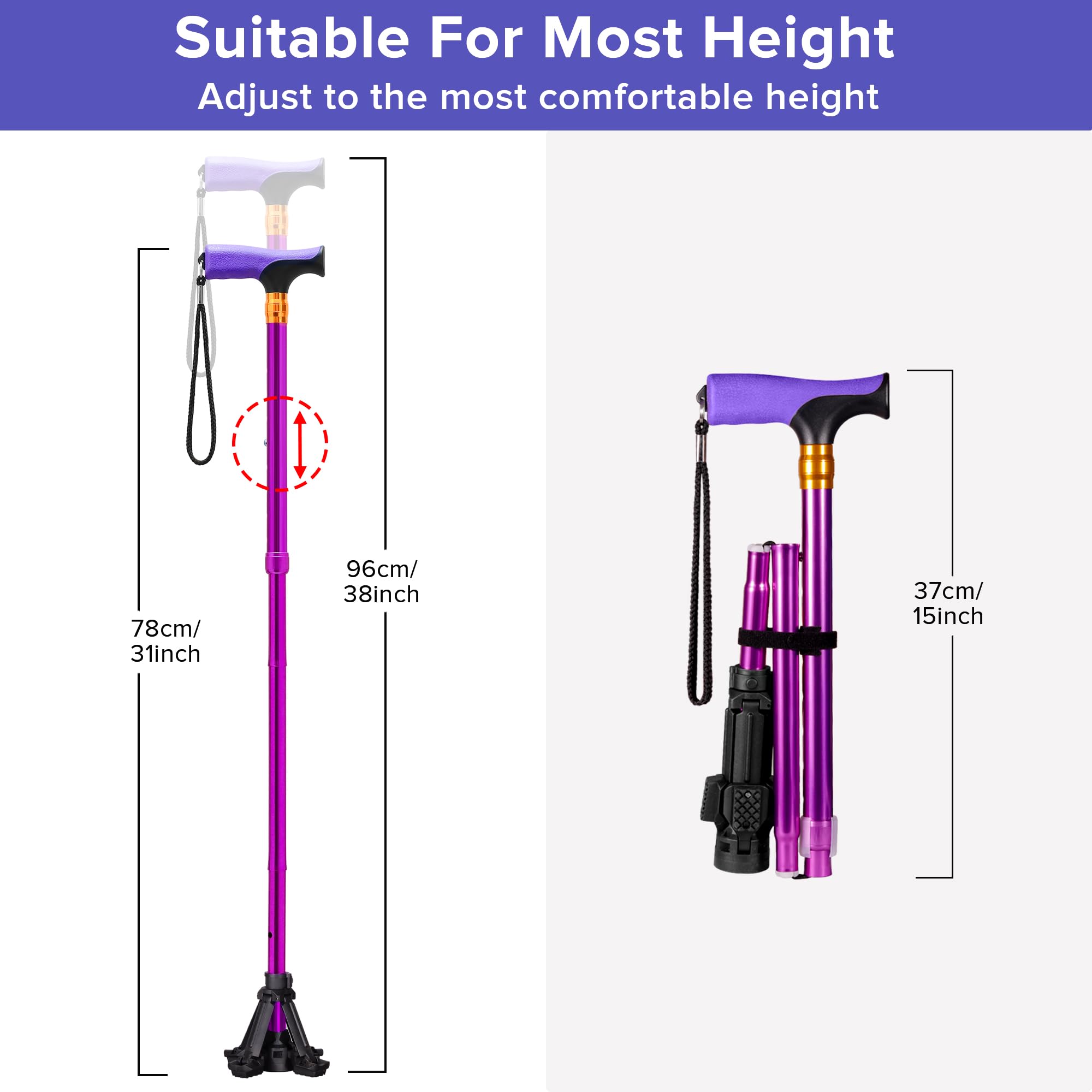Snapklik.com : Walking Cane Foldable, Adjustable, Collapsible Walking ...