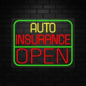 Amazon.com : Auto Insurance Open Neon Sign for Retail Displays | Value ...