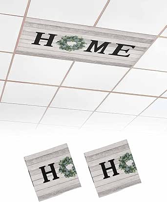Fluorescent Light Covers - Eucalyptus Leaf Wreath Retro Wood Magnetic ...