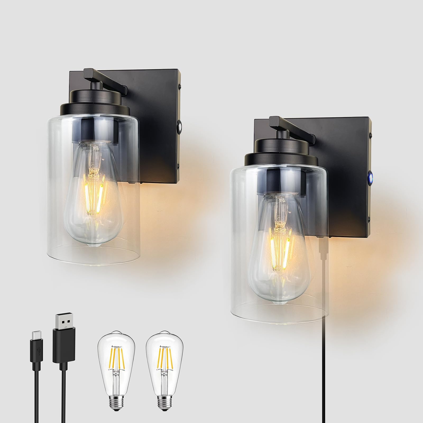 Vitnucrol Black Magnetic Gooseneck Cordless Battery Operated Wall ...