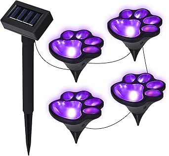 Solar Paw Print Lights, Outdoor In-Ground Lights Dog Paw String Lights ...